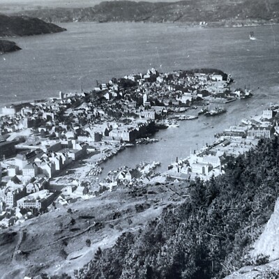 Antique 1920s Bergen Norway City And Port View Stereoview Photo Card ...