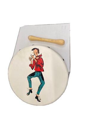 Mini Bodhran, 8 inch Irish drum with stick. Tin whistle player design ...