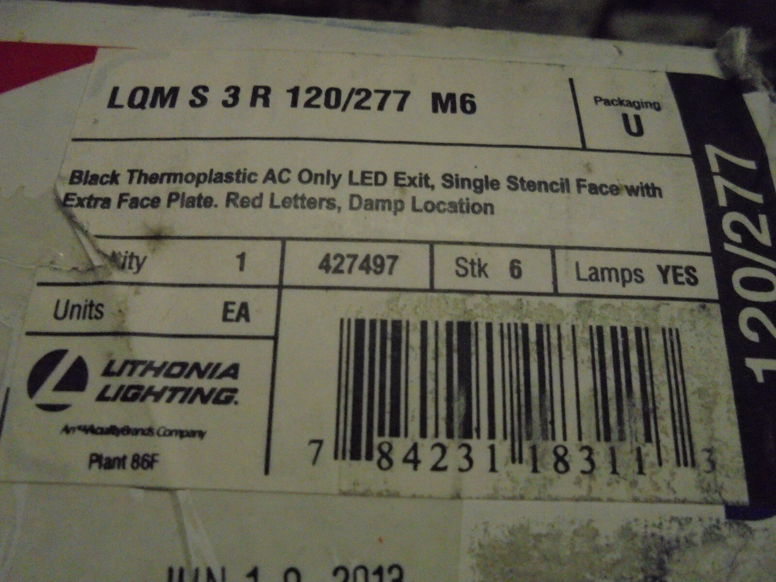 2 New Lithonia LED LQM S 3 R M6 Black w/ Red Exit Signs Top End or Back ...
