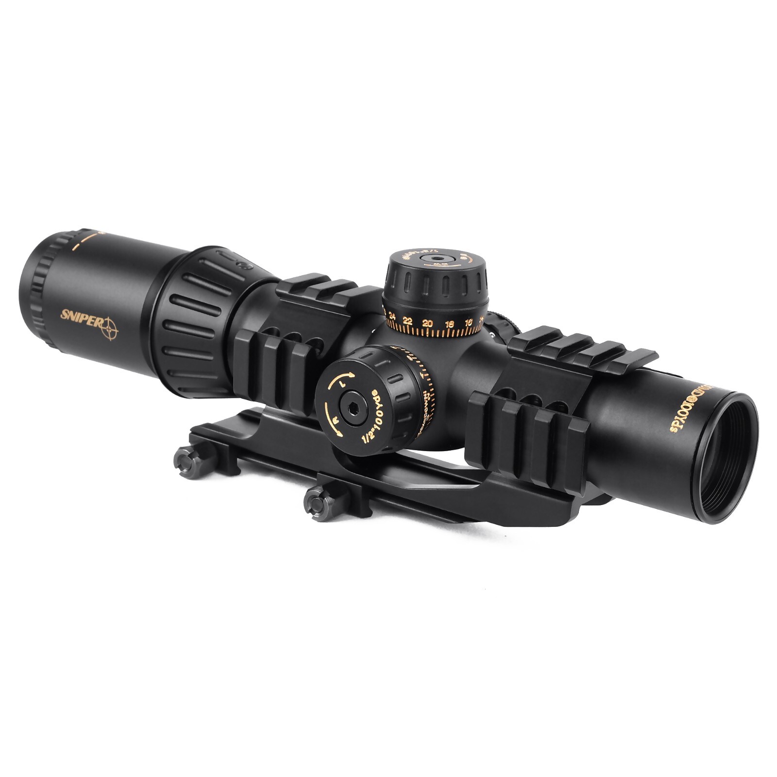 Sniper 1-5x30 rifle scope 30mm tube RGB illuminated reticle with PERP ...