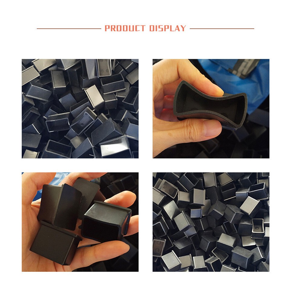 Black Rectangle Rubber Chair Table Feet Leg Pipe Tubing Blanking End ...