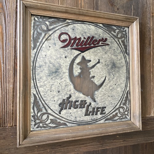 VTG 1984 Miller High Life Brew Beer Mirror Bar Saloon Witch Girl On The ...