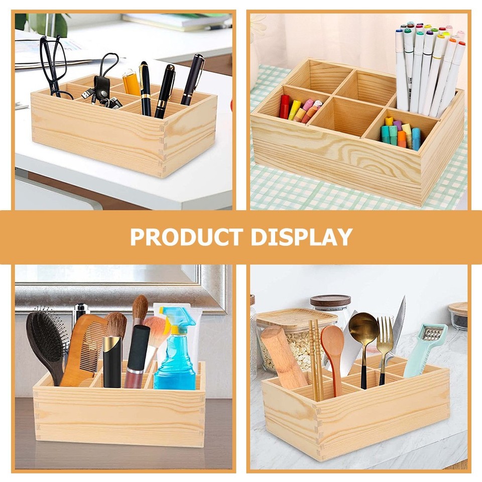 Desktop Crayon Box Wooden Holder Drawing Pencil Organizer Storage Bulk ...