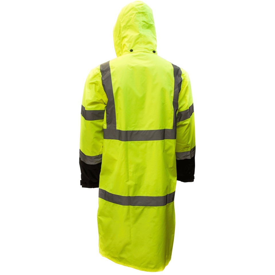 RK Class 3 Rainwear Reflective Hi-Viz Black Bottom Long Rain Coat RC ...