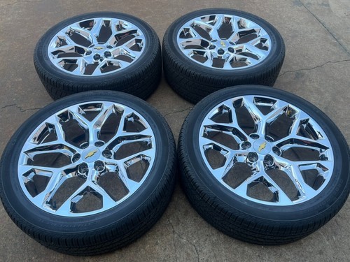 4 22" CHEVY GMC CADILLAC CHROME SNOWFLAKES WHEELS RIMS TIRES TAHOE ...