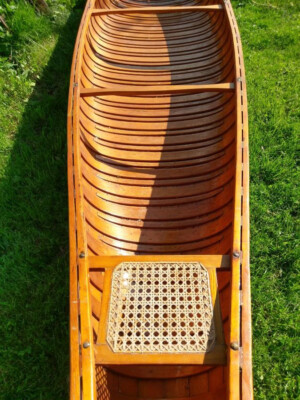 EM White Canoe Wood and Canvas Old Town Maine Restored Museum quality ...