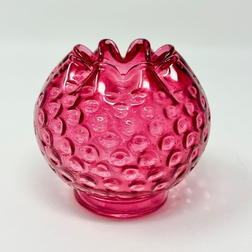 Vintage Fenton Ruby Overlay cranberry optic polka dot glass rose bowl ...