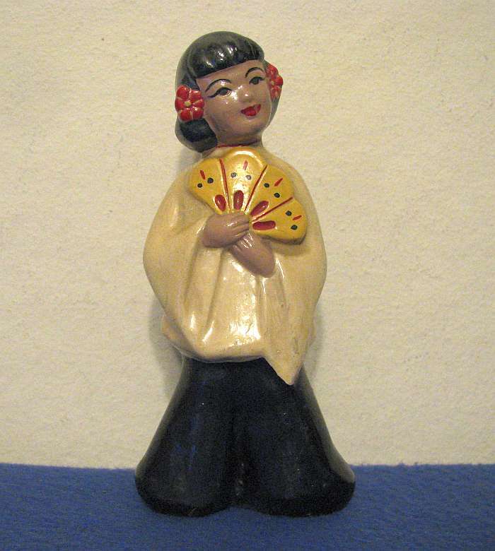VINTAGE 1950's EAMES ERA 5" CHINESE GEISHA GIRL / LADY HOLDING FAN ...