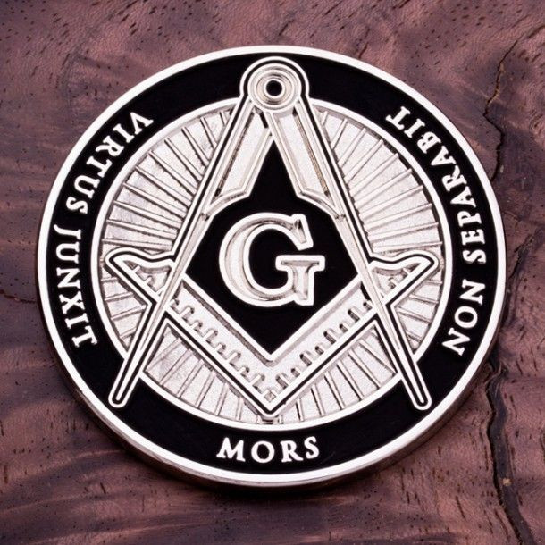 FREEMASON MASONIC MASON ANTIQUE SILVER FINISH 1.75 INCH CHALLENGE COIN ...