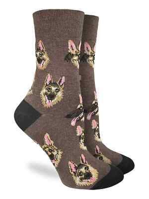 German Shepherd Women's Crew Socks Size 9-11 Brown Good Luck Dog ...