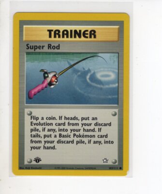 SUPER ROD TRAINER 1ST EDITION NEO GENESIS SET POKEMON CARD 103/111 LP ...