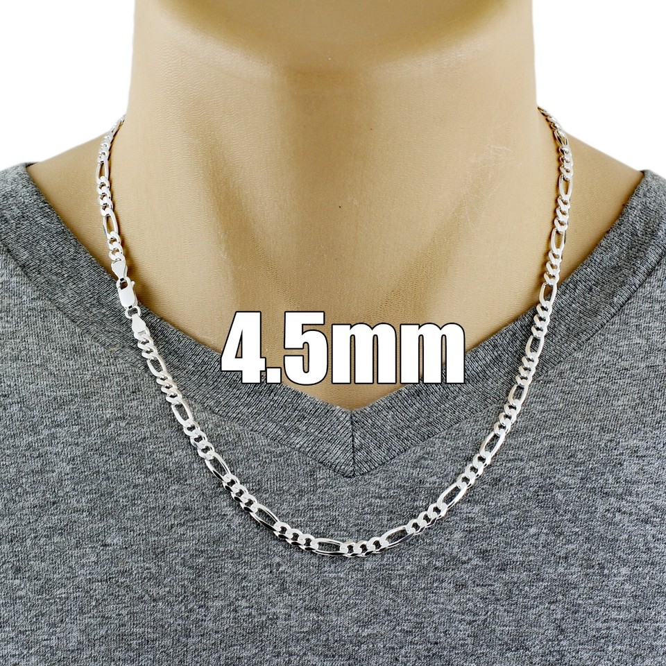 Guaranteed 925 Sterling Silver Figaro Chain Necklace Solid & Heavy ...