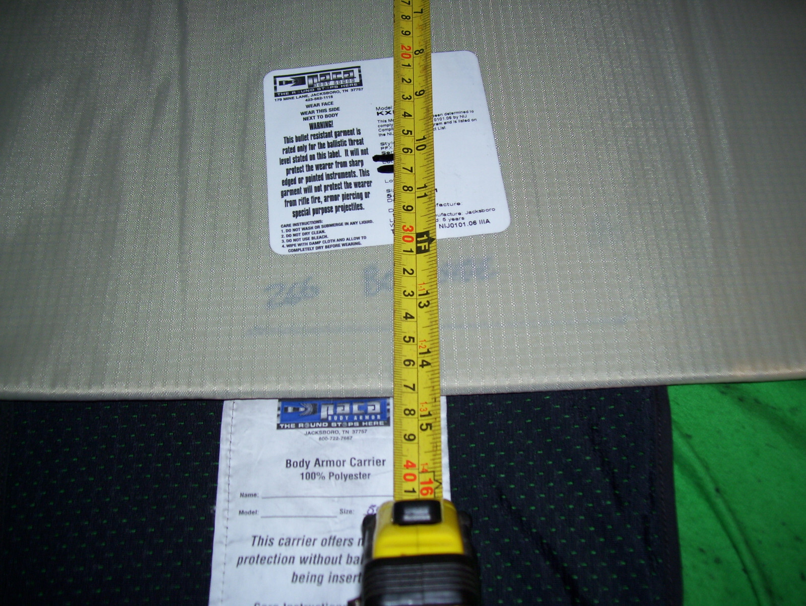 PACA Body Armor Bullet Proof Vest Level IIIA 2X-Large-54R NOS Cond 2011 ...