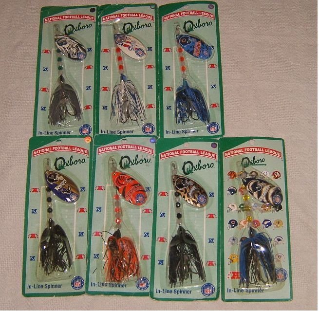 OXBORO NFL VARIOUS TEAMS RAVENS PATRIOTS BEARS IN LINE SPINNER FISHING ...