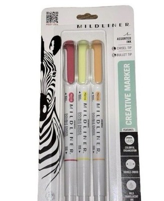 Zebra Mildliner Pastel Highlighters Set of 3 Double Ended New | eBay