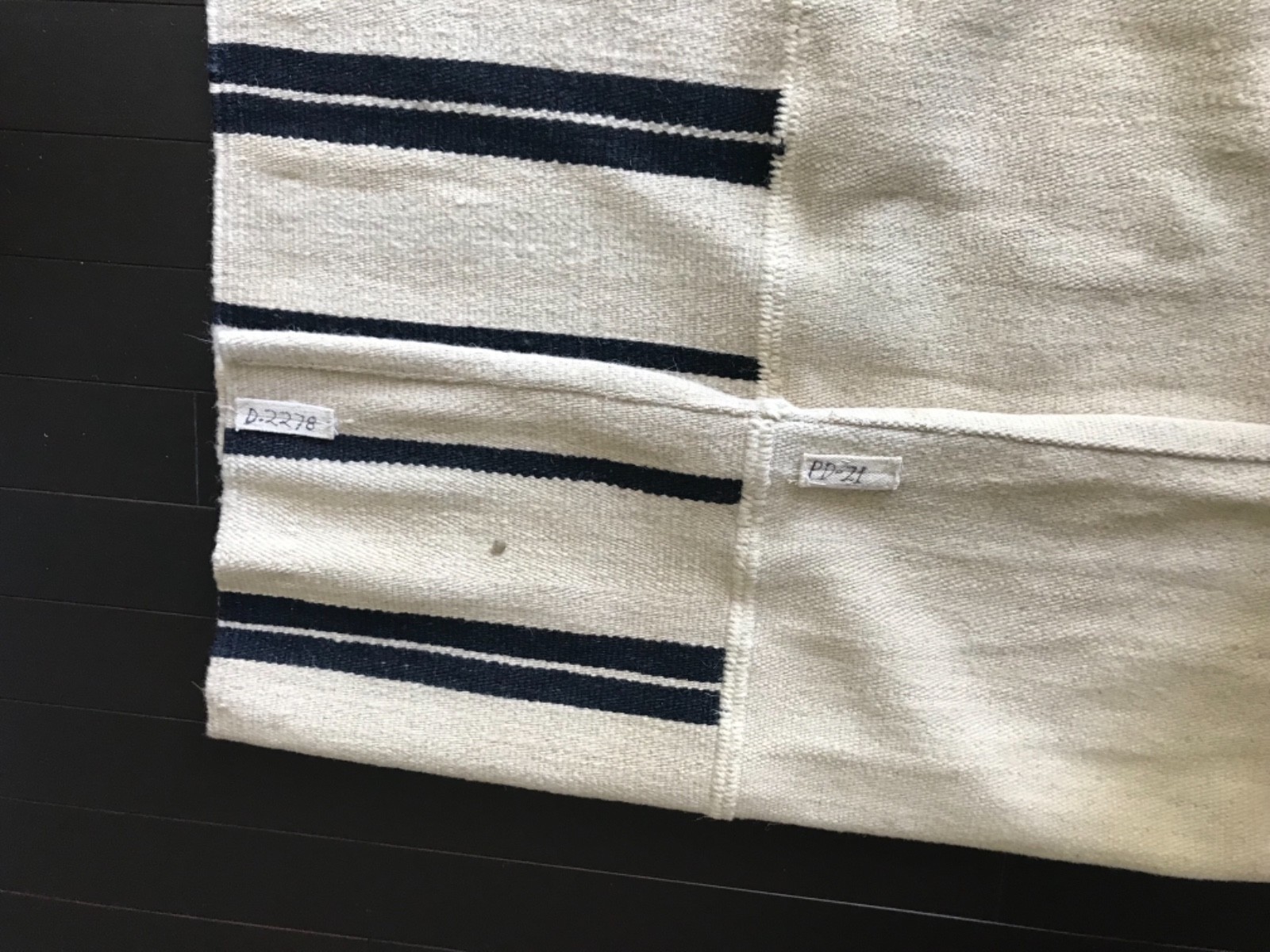 Ralph Lauren RUG Saga poneck stripe patch NAVY cinder wool 4x6 Feet ...