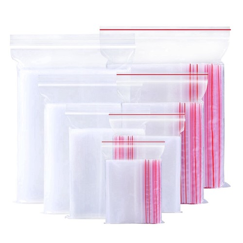 100/50pcs pack Resealable Zip Lock Bags Self Seal Clear Plastic Ziplock ...