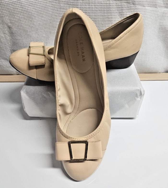 Cole Haan Emory bow wedge ballerina Nude blush cream … - Gem