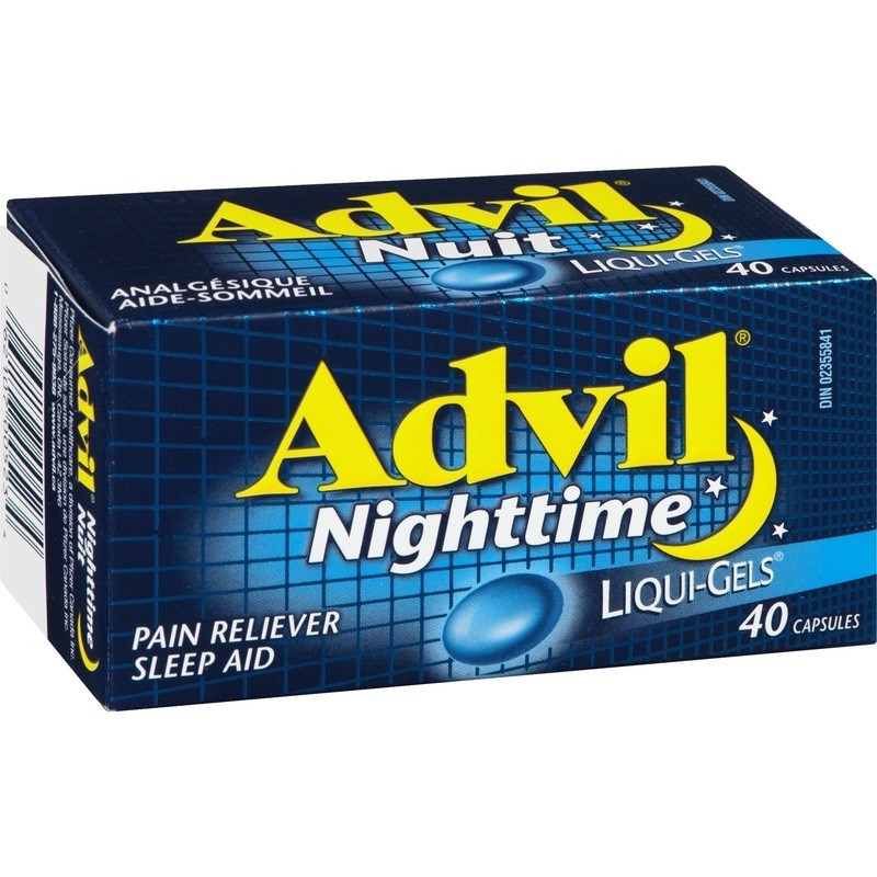 Advil PM Ibuprofen Liqui-Gels Pain Reliever Nighttime Sleep Aid-40tabs ...