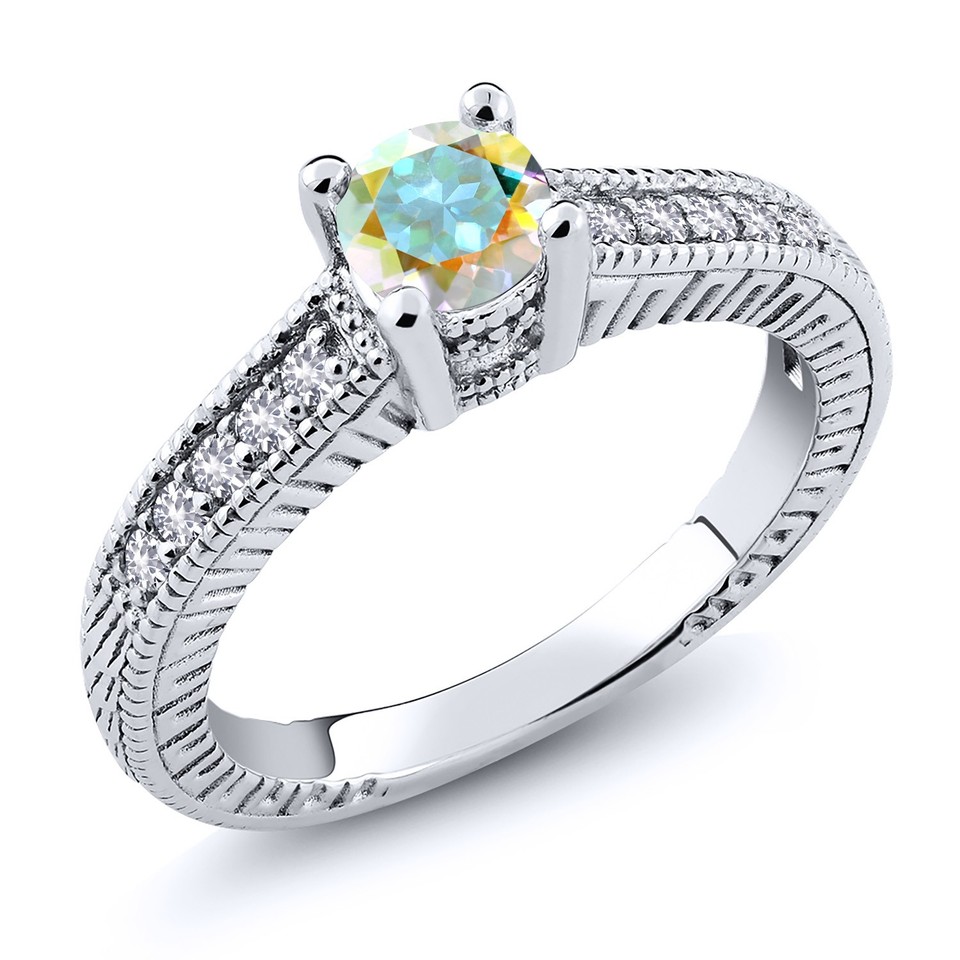 925 Sterling Silver Mercury Mist Mystic Topaz and White Created Sapphire | eBay