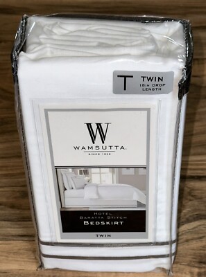 Wamsutta Hotel Baratta Stitch Charcoal Twin Bedskirt | 18” Drop Dust ...