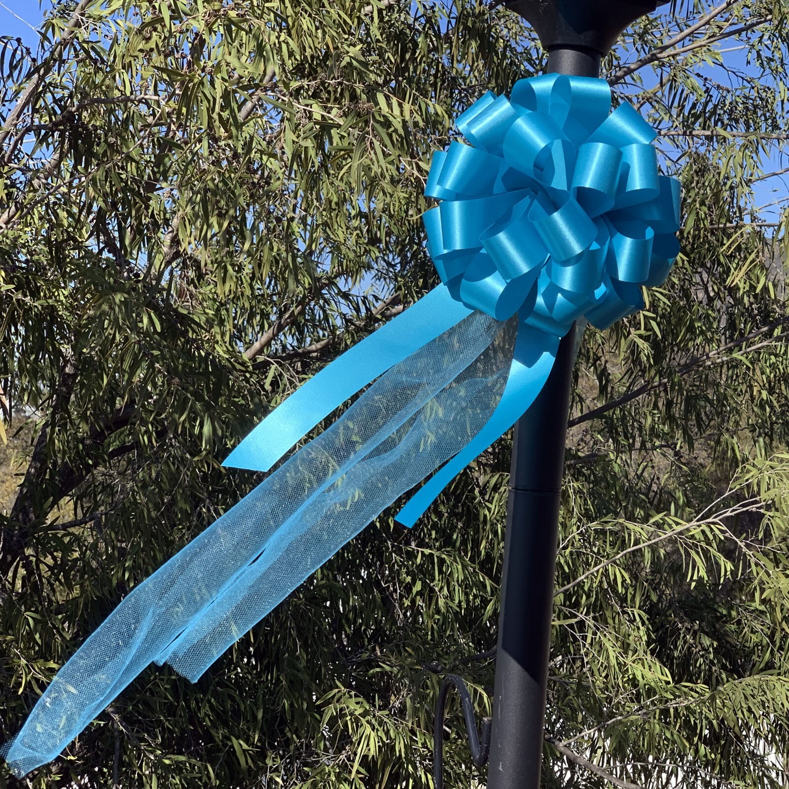 Turquoise Wedding Pull Bows with Tulle Tails - 8" Wide, Set of 6 ...