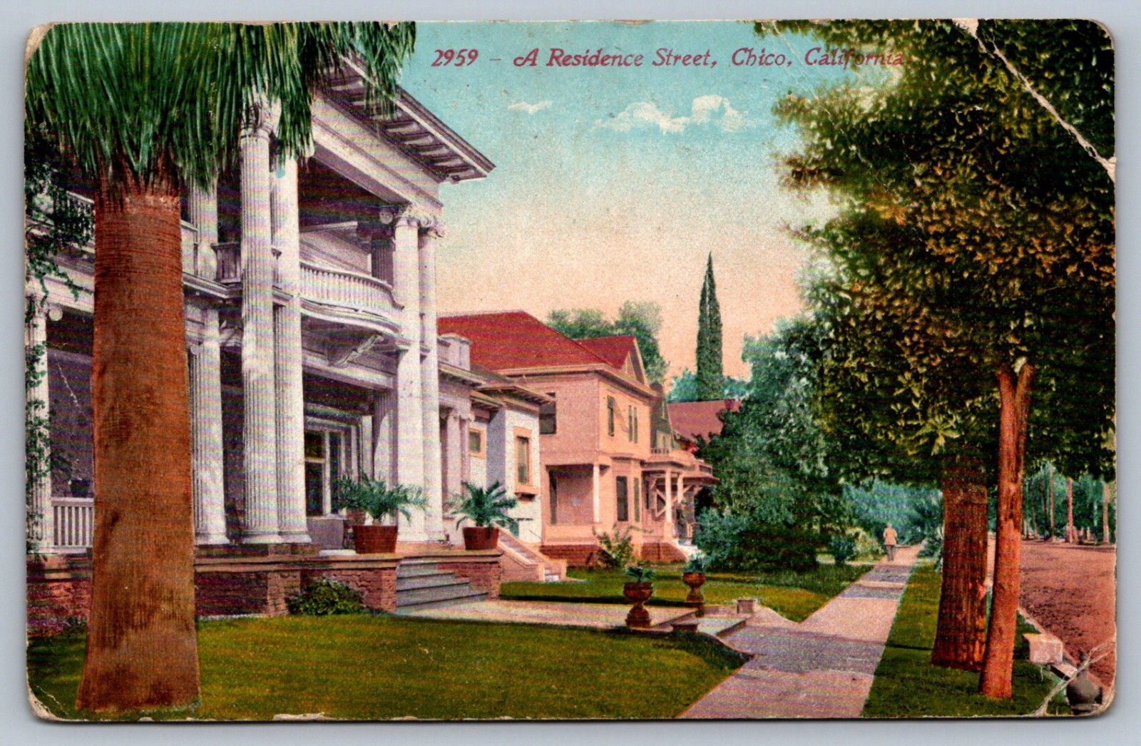 Postcard Chico CA A Residence Street 1920 | eBay