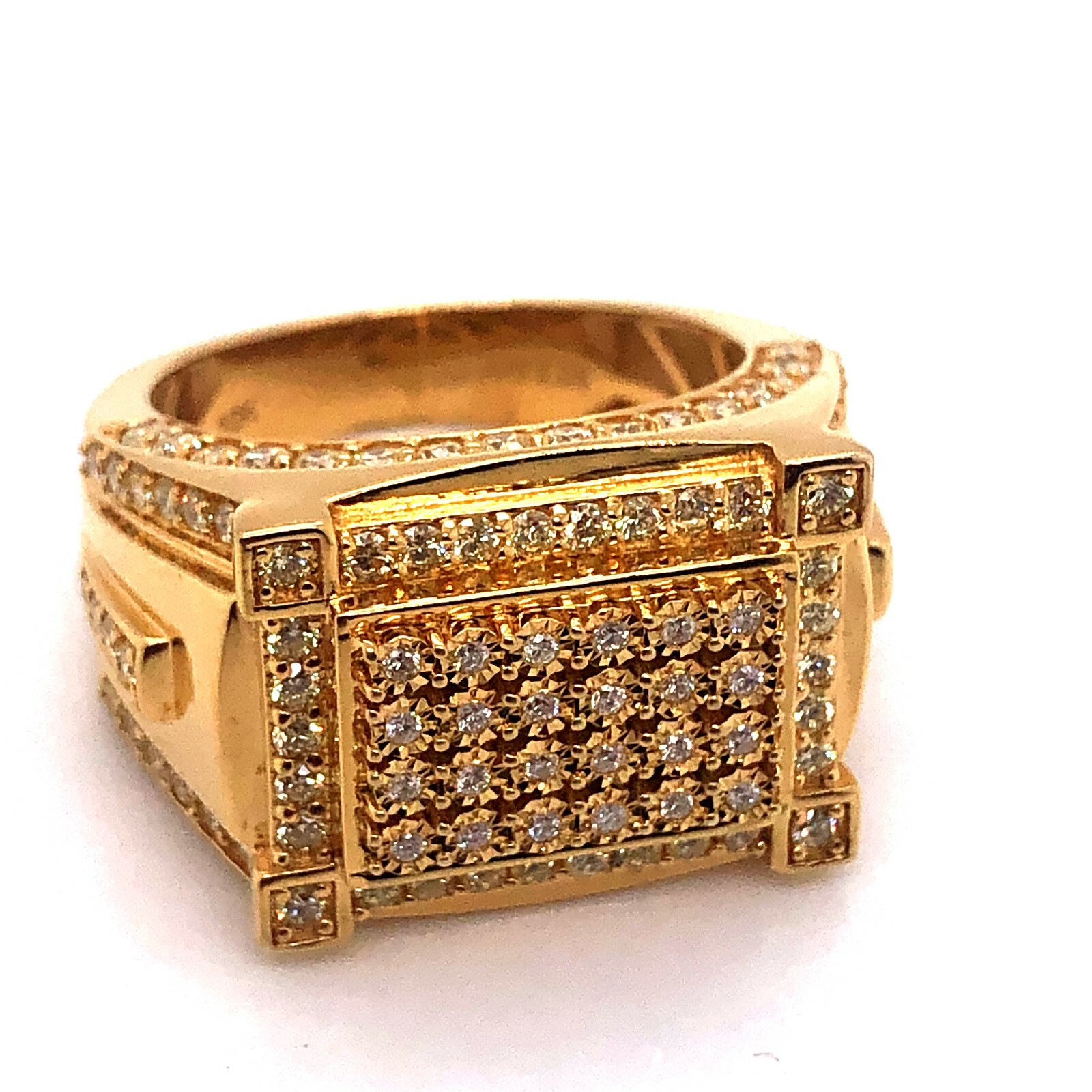 10k Yellow Gold And Diamond Square Men Ring | eBay