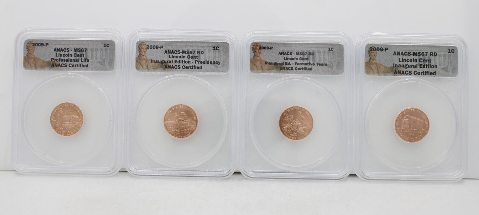 Lot of 4 ANACS MS67 & MS67RD Lincoln 2009 Cent Penny "P" Mint ...