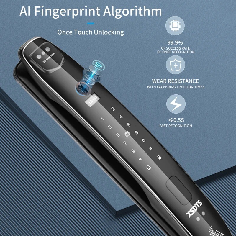 3D Smart Door Lock Face Recognition Camera Finger Print Password ...