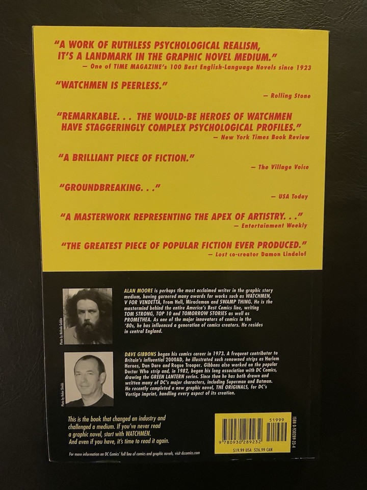 Watchmen Alan Moore DC Comics 1987 Trade Paperback 1st Edition 1st ...