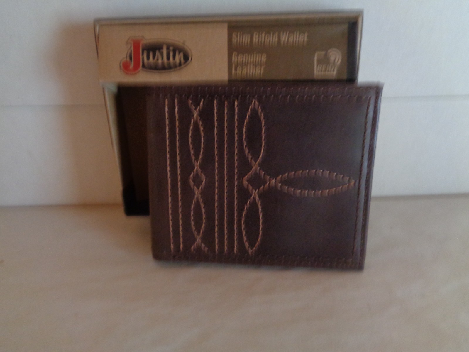 Justin Men's Classic Brown Genuine Leather Front Bifold Pocket Wallet ...