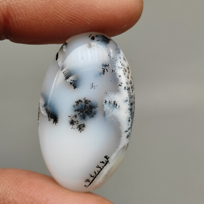 Natural black white dendrite opal cabochon amazing dendritic agate gems ...