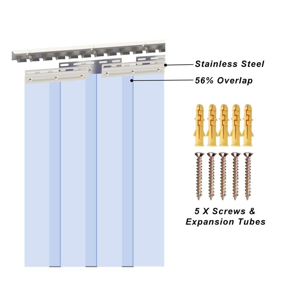 9 PCS Strip Door Curtain 84" H X 48" W Overlap for 4' X 7' Doors Clear ...