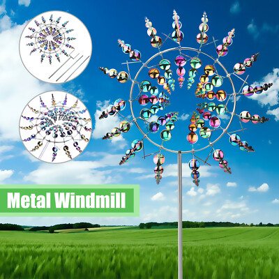 Magical Wind Powered Kinetic Windmill Metal Sculpture Yard Garden ...