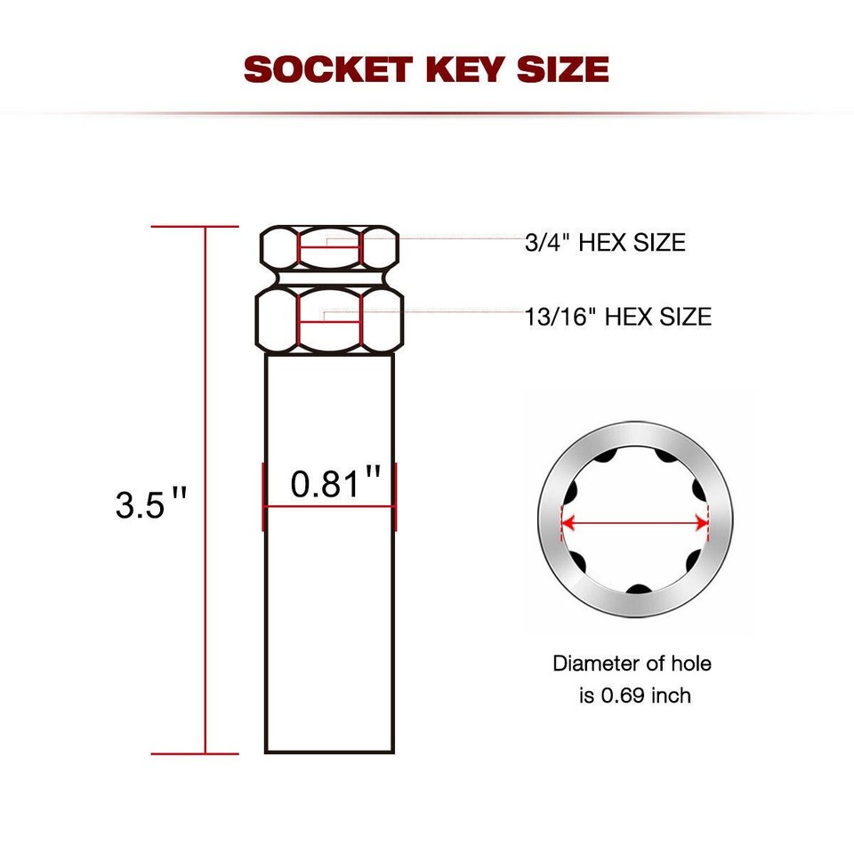 1PC 7-SPLINE TUNER LUG NUT TOOL KEY FIT 7 POINT LUG NUTS WITH 3/4 & 13/ ...