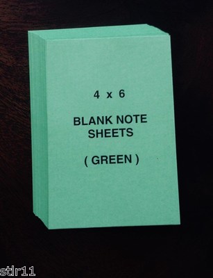 Refill Note Paper -" GREEN " Loose Sheets - 4 x 6 " 100 Sheets * Lot of ...