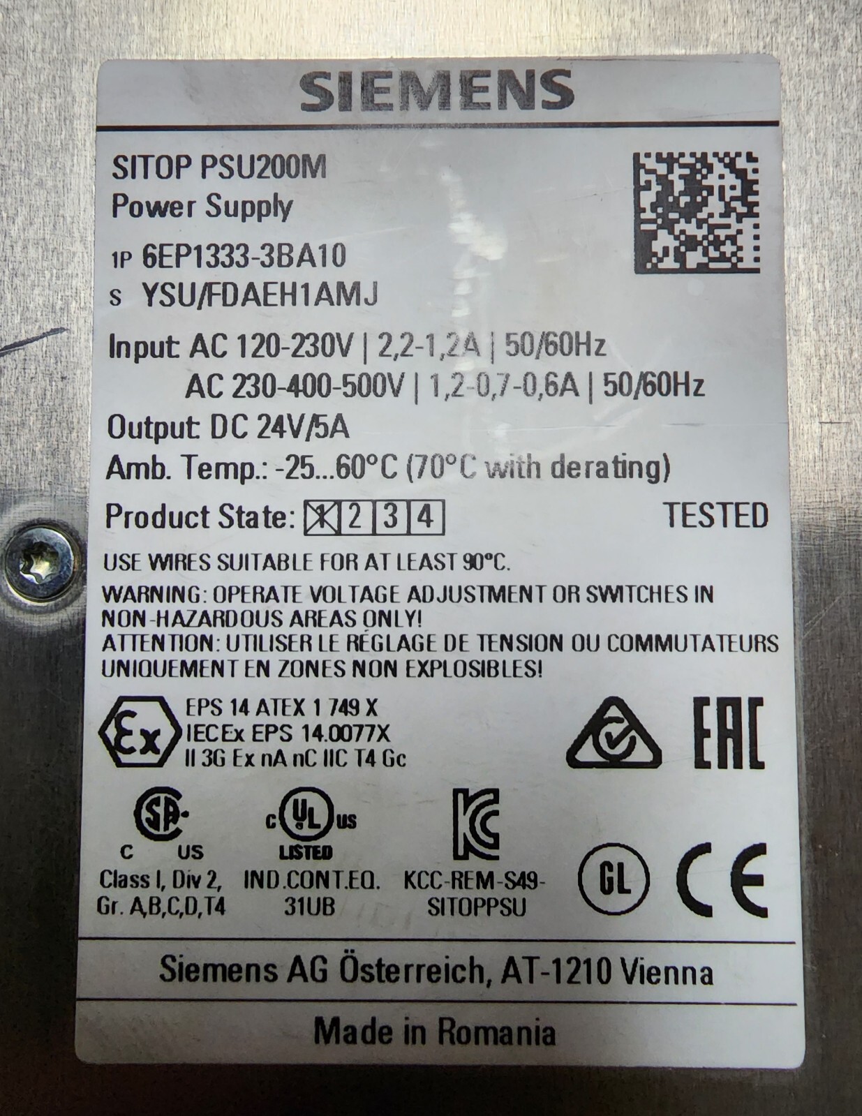 Siemens SITOP PSU200M 5 A Stabilized Power Supply Input 120/230-500V ...