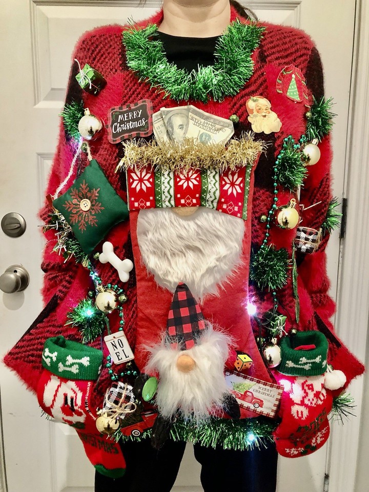 UGLY CHRISTMAS SWEATER GNOME LIGHTS NEW DECORATIONS TaCKy FUN 2XL | eBay