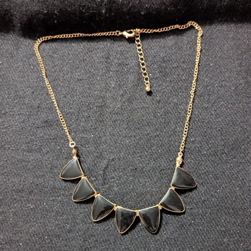 Gold Tone Black Enamel Triangle Statement Necklace | eBay