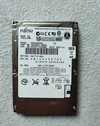 FUJITSU 60GB MHV2060AH 5400RPM IDE 2.5" 8Mb Cache Hard Drive FOR Laptop ...