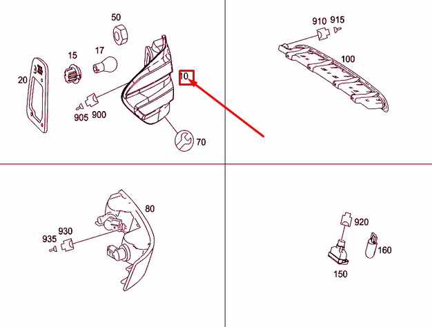 Mercedes-Benz Ml W164 Rear Left Tail Lamp A1649061100 Genuine for sale ...