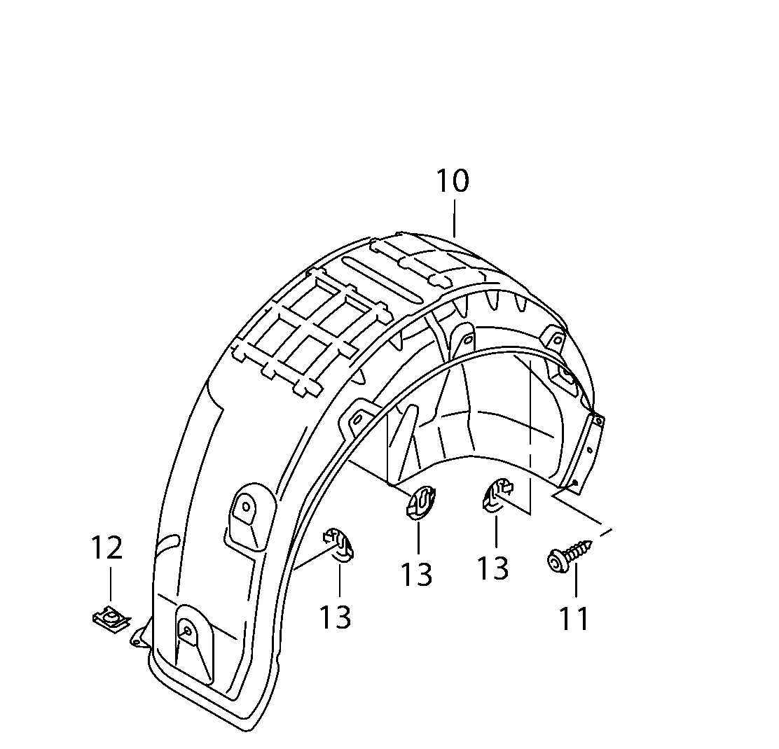 Audi 12 - 16 OEM Fender Liner Splash Guard Rear Right 4G0810172A ...