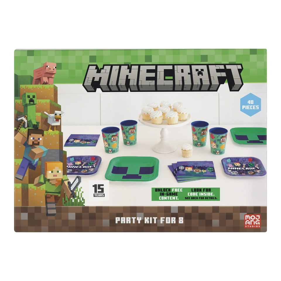 Minecraft Party Kits for 8 Dinner Plates Snack Plates Napkins and ...
