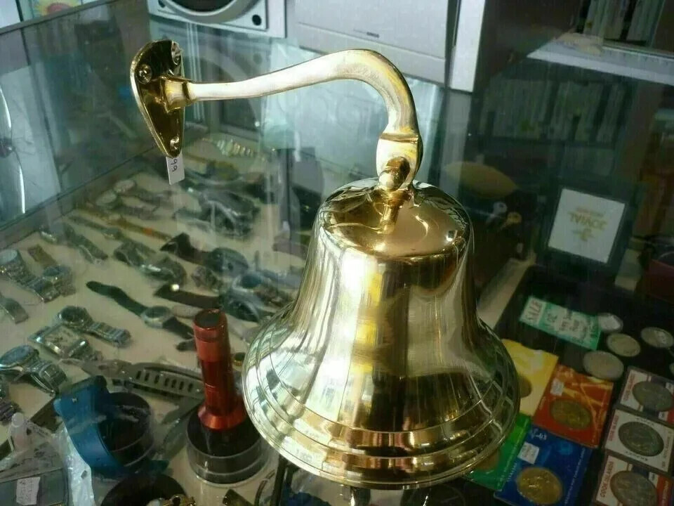 Large Nautical Ship's Boat Bell 11" Solid Brass Marine Maritime Wall ...