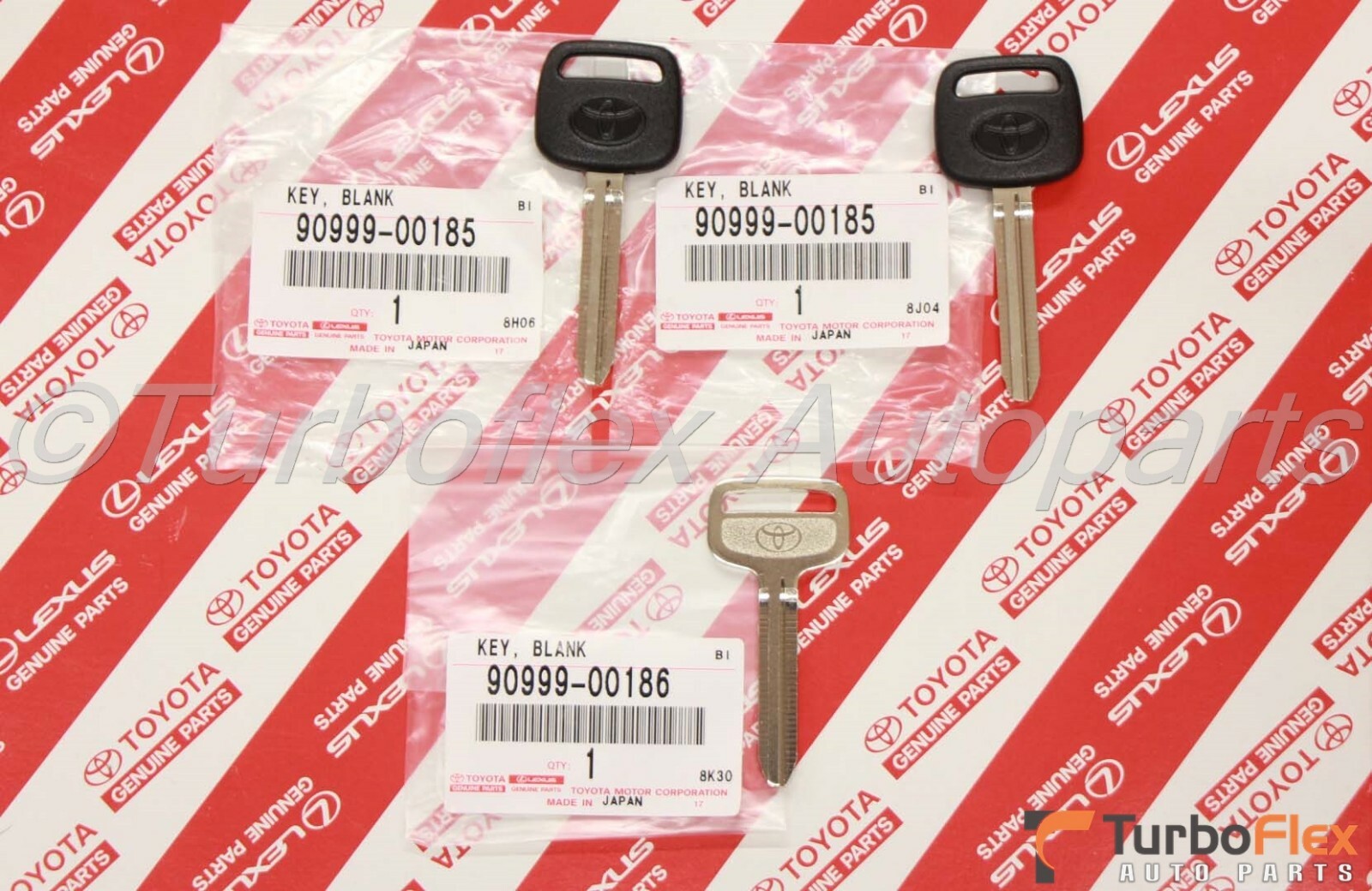 Toyota Genuine NON-TRANSPONDER 2 Blank Keys & 1 Metal Key 9099900185 ...