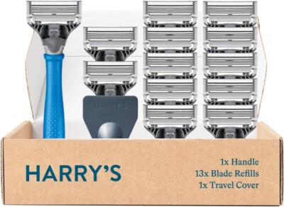 Harry's Razors for Men - Men's Razor Set with Indigo Blue Handle, 13 ...