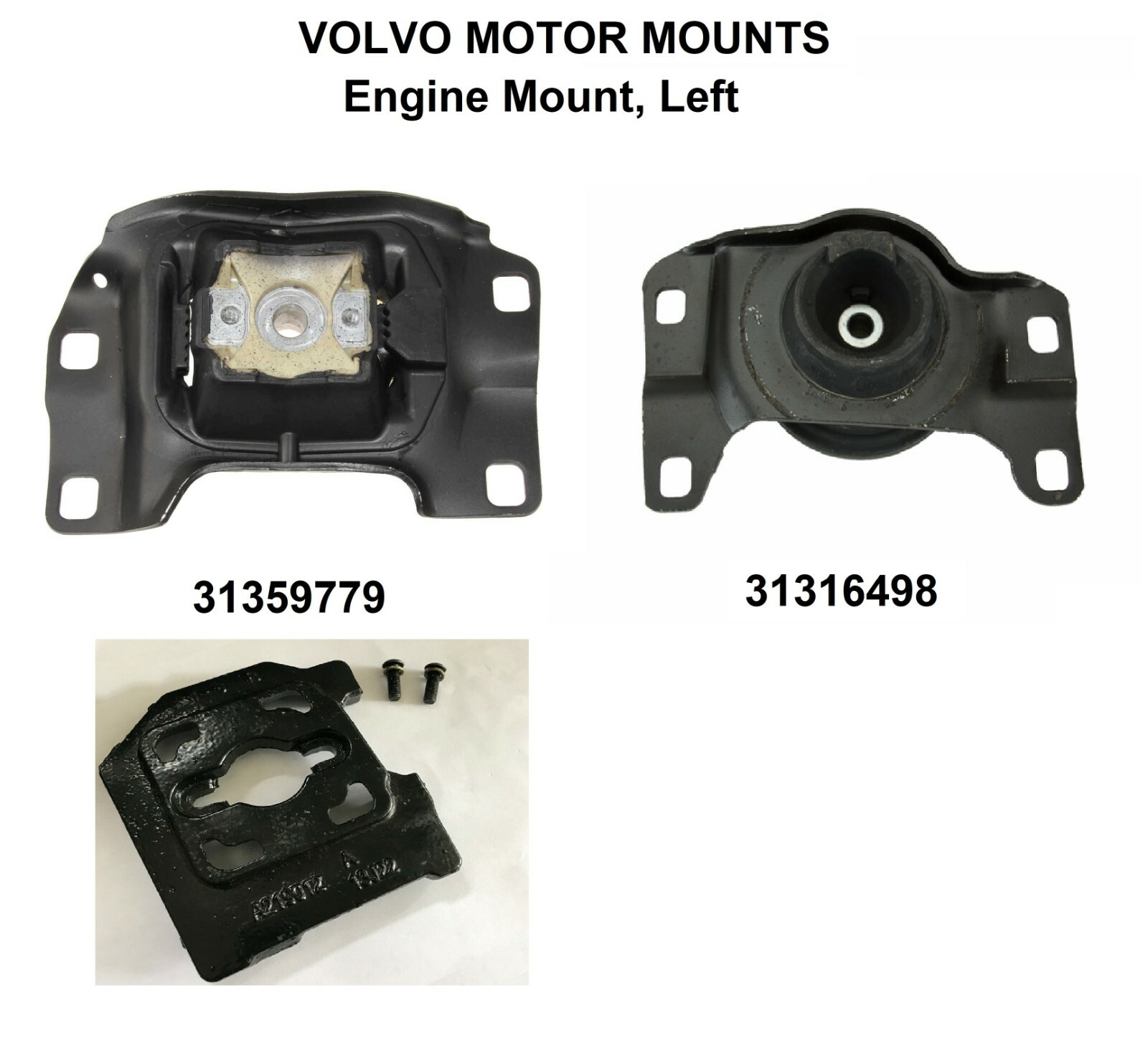 Left, Right, Lower Engine Motor Mount Set 3pc Kit For Volvo C30, C70 ...