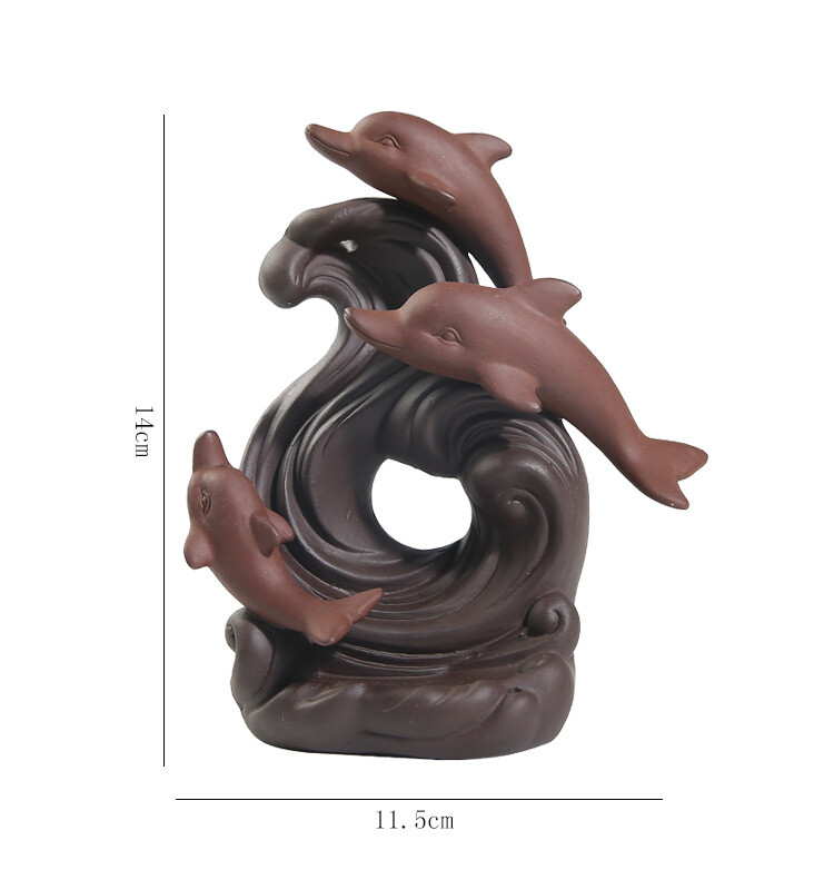 Purple Sand Backflow Incense Burner Dolphin Incense Burner Ceramic ...