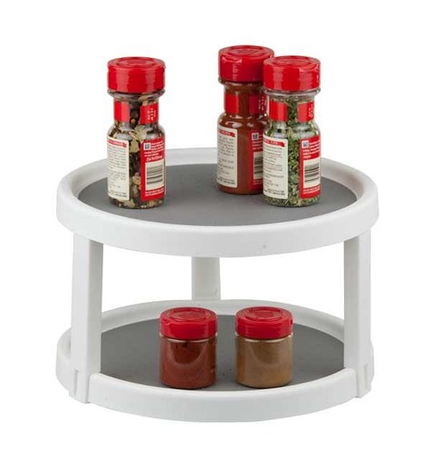 Home Basics Plastic Twin Turntable Spice Rack, White, 10.25x6.2 Inches ...